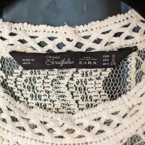 Zara | Dresses | Zara Trafaluc Mmii Lace Crochet Dress Cream Boho ...